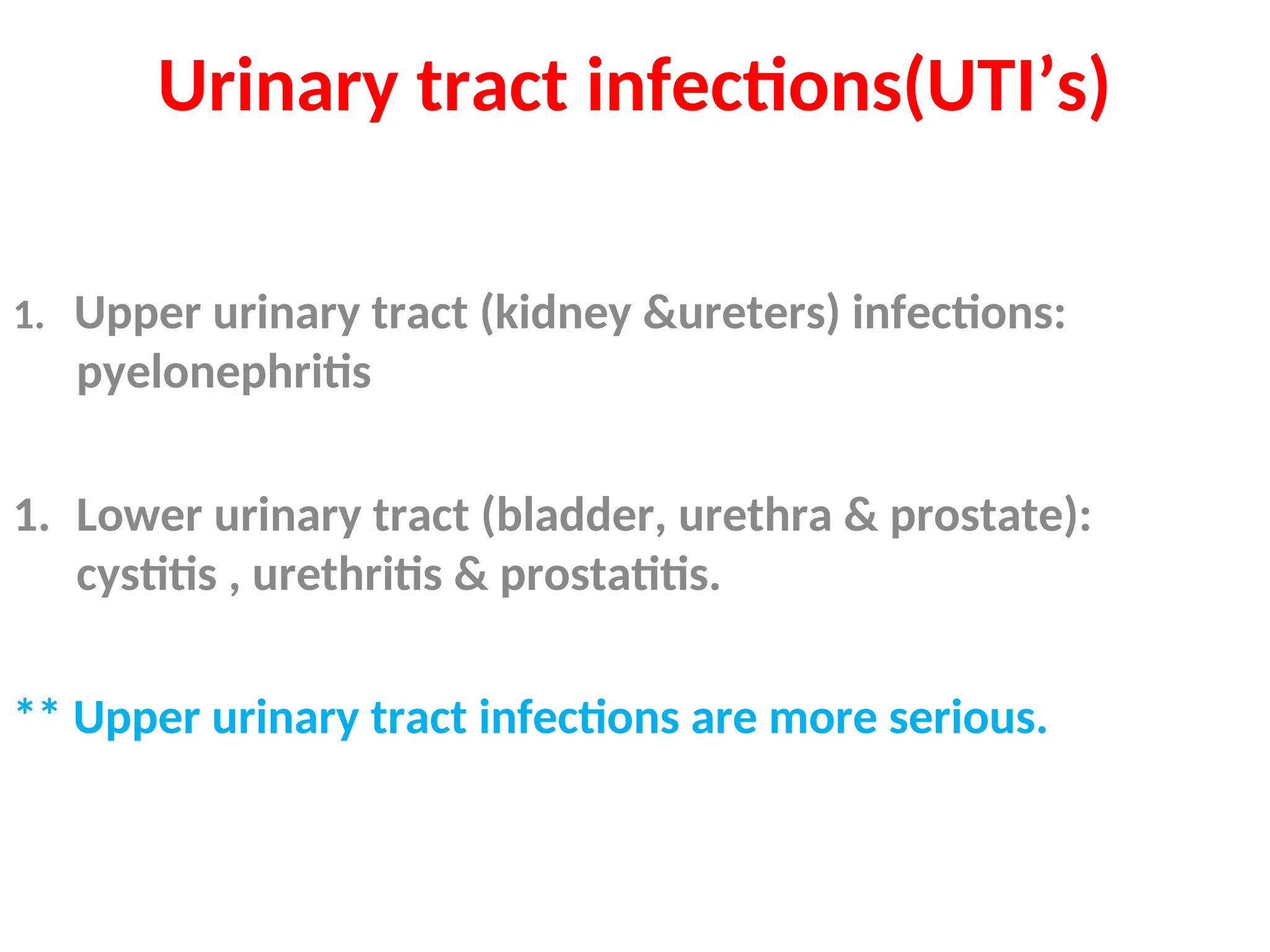 Urinary tract infection upper urinary tract infection and lower urinary ...