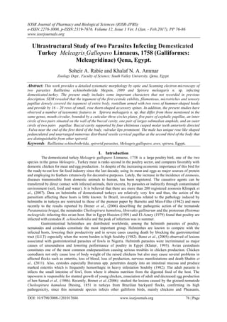 Ultrastructural Study of two Parasites Infecting Domesticated Turkey ...