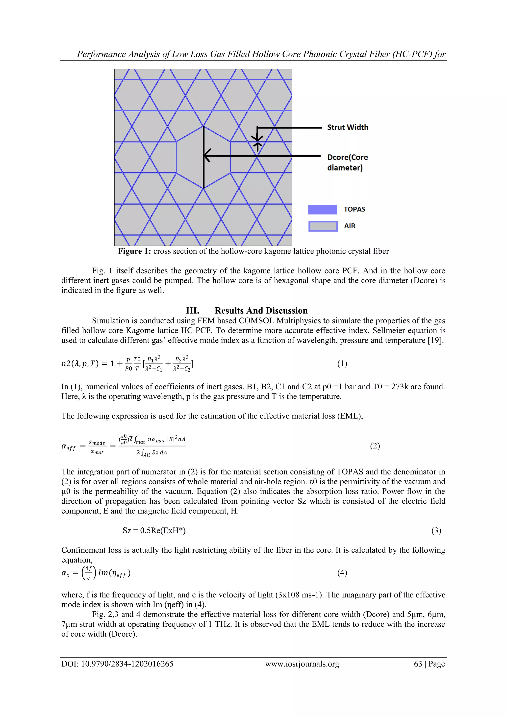 Performance Analysis of Low Loss Gas Filled Hollow Core Photonic ...