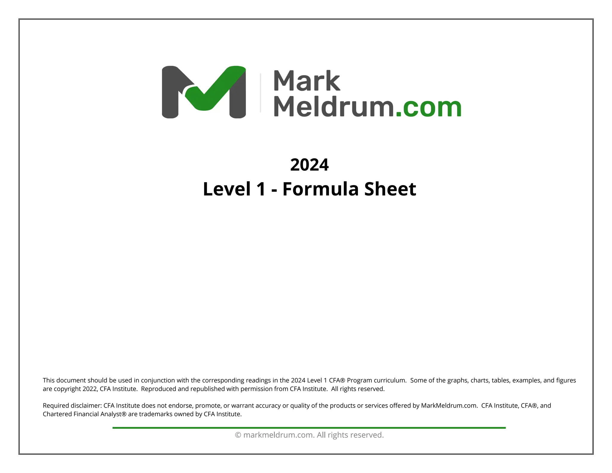 CFA Formula Cheat Sheet. All Topics covered | PPT