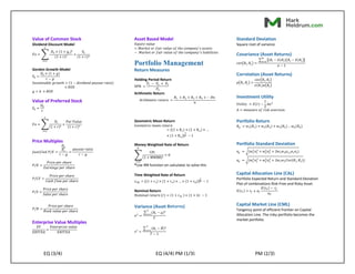 CFA Formula Cheat Sheet. All Topics covered | PPT
