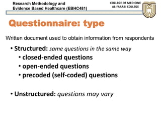 L12 questionnaires as data collection tools | PPT