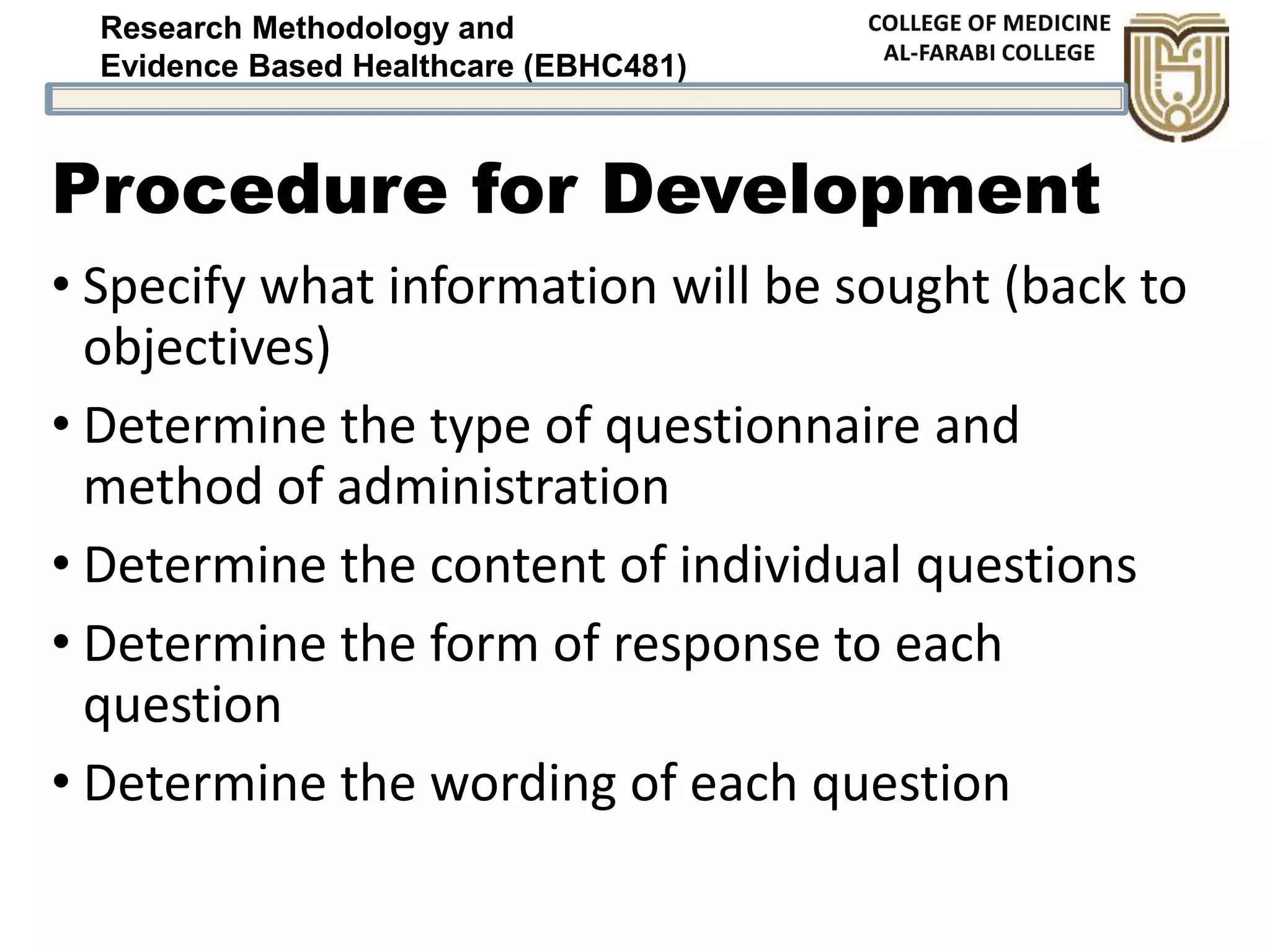 how to write and develop questionnaires | PPTX