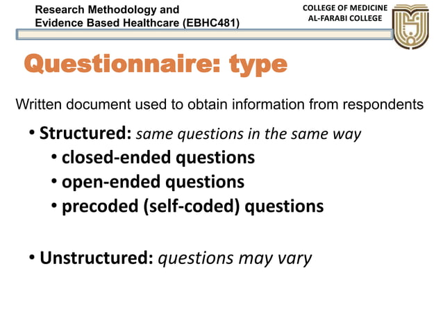 how to write and develop questionnaires | PPTX