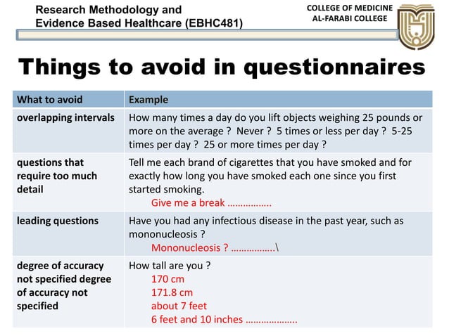 how to write and develop questionnaires | PPTX