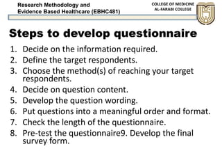 how to write and develop questionnaires | PPTX