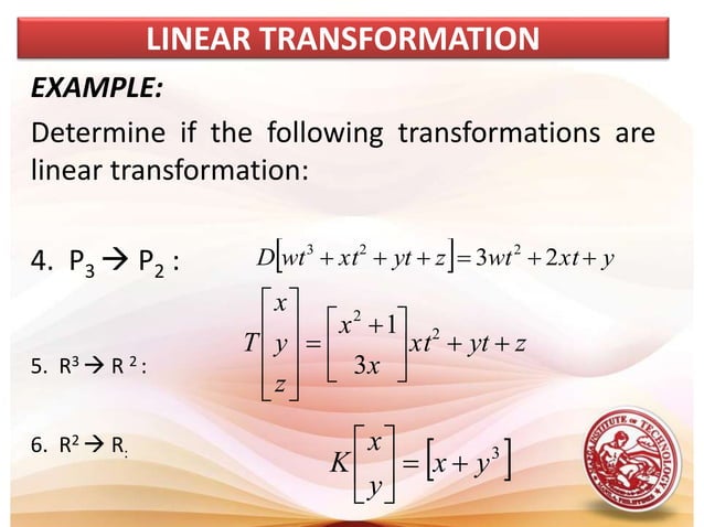 Linear Algebra - Linear Transformation.pptx | Maps & Navigation