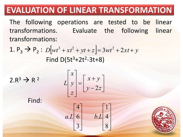Linear Algebra - Linear Transformation.pptx | Maps & Navigation