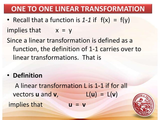 Linear Algebra - Linear Transformation.pptx | Maps & Navigation