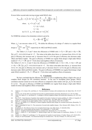 Efficiency of Nearest Neighbour Balanced Block Designs for Second Order Correlated Error ...