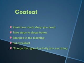 HOW TO AVOID SLEEPINESS AT WORK | PPT