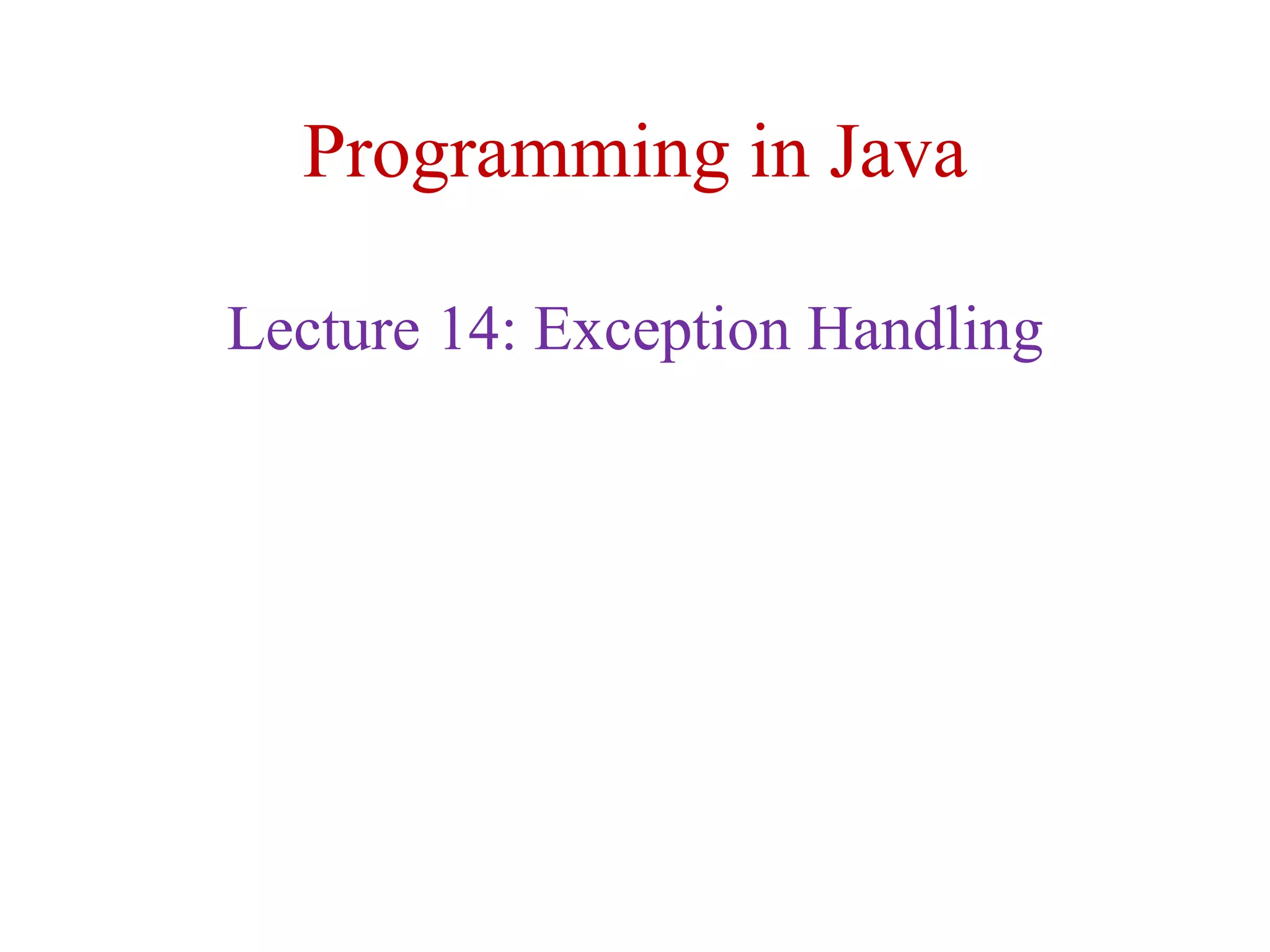 L14 exception handling | PPTX