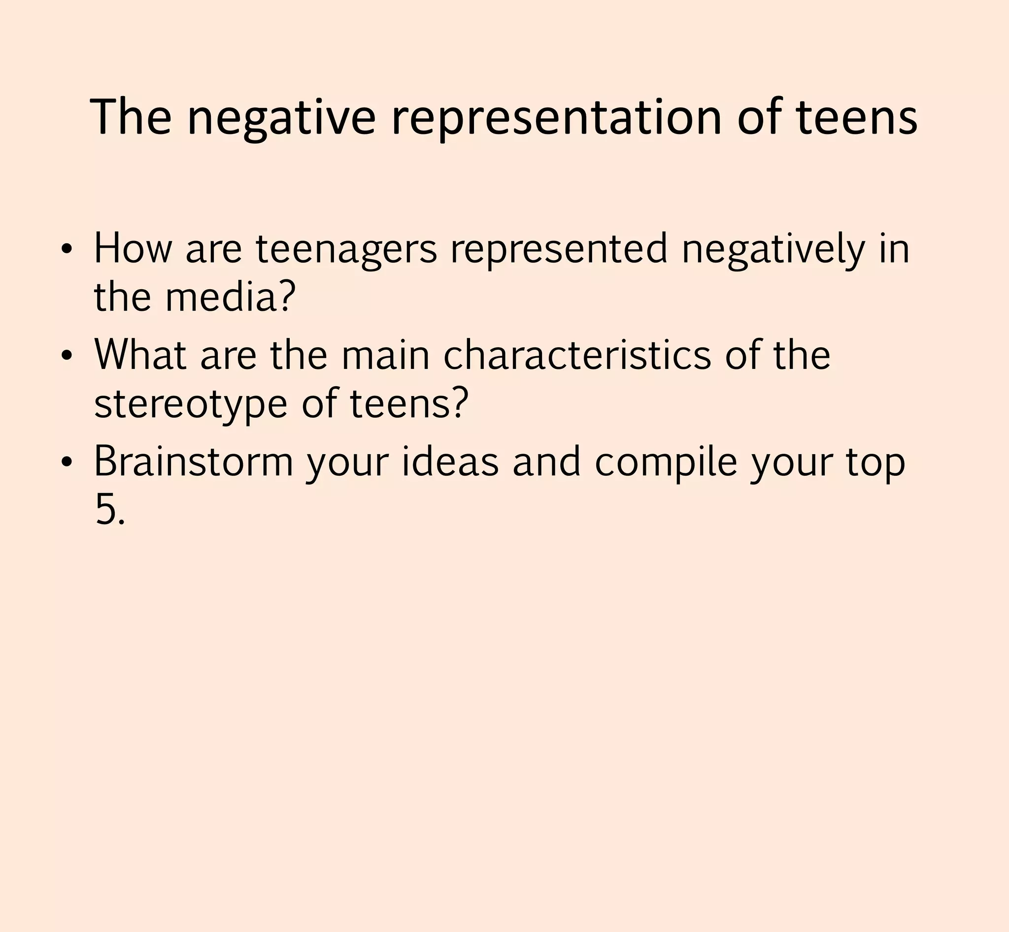 Representation of teenagers | PPTX