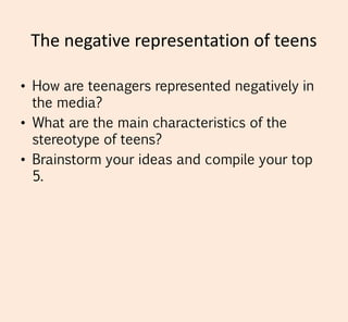 Representation of teenagers | PPTX