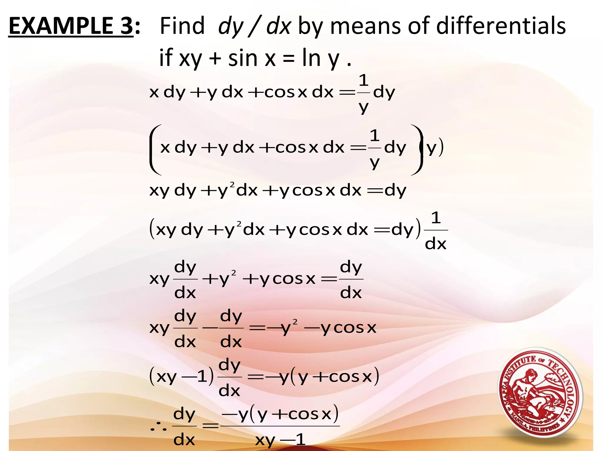 L15 the differentials & parametric equations | PPT