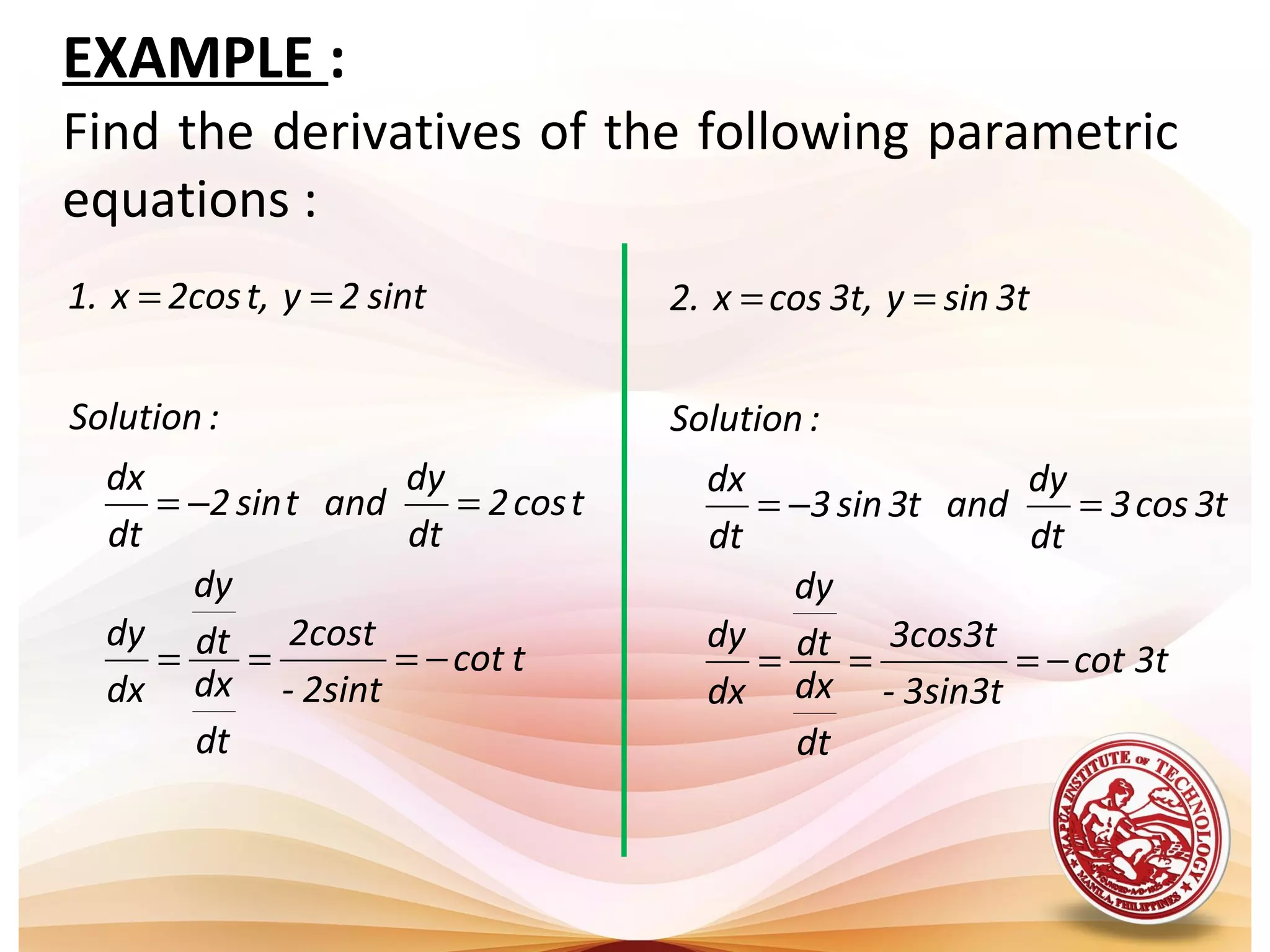 L15 the differentials & parametric equations | PPT