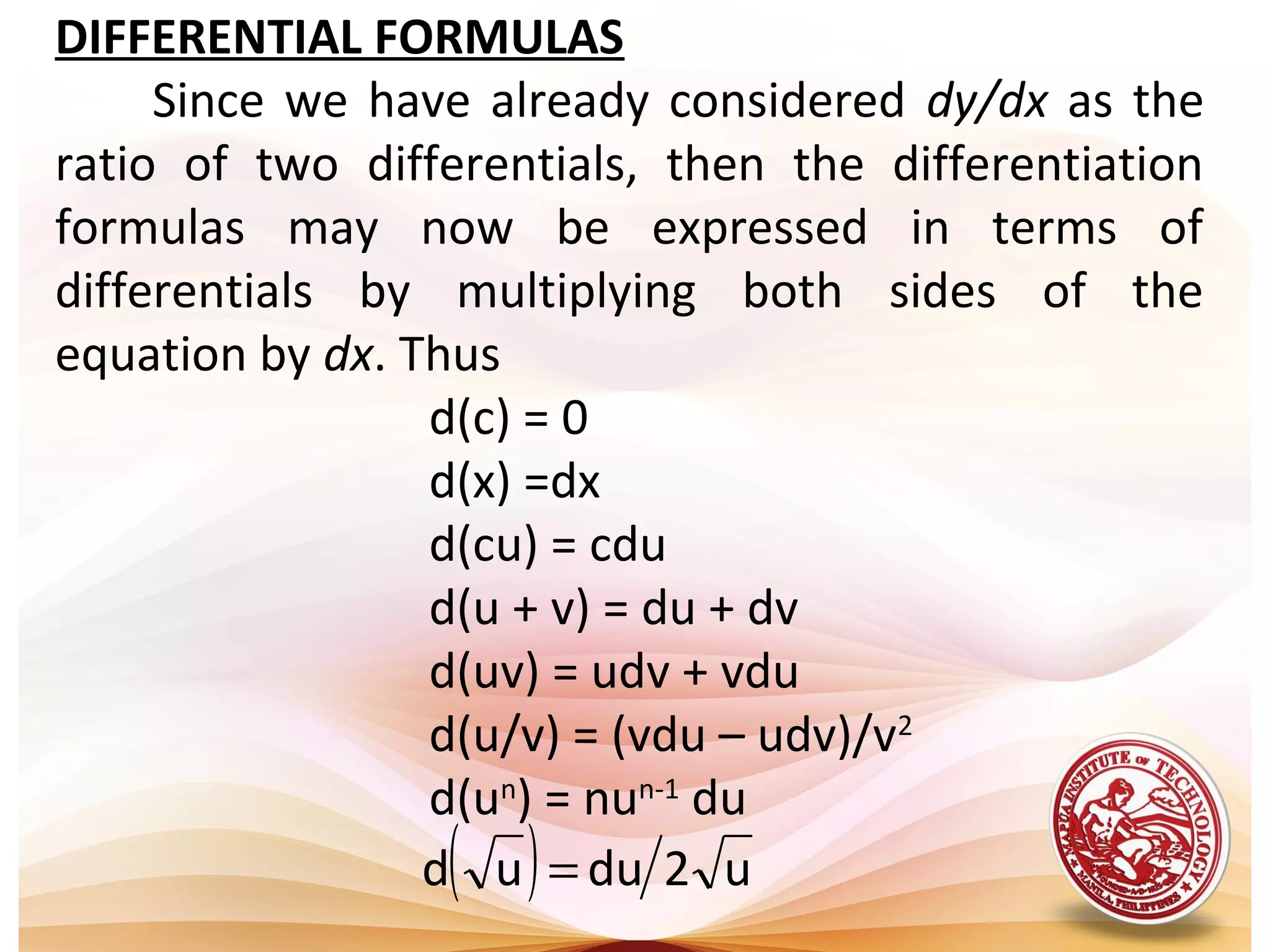 L15 the differentials & parametric equations | PPT