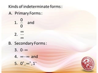 L16 indeterminate forms (l'hopital's rule) | PPT