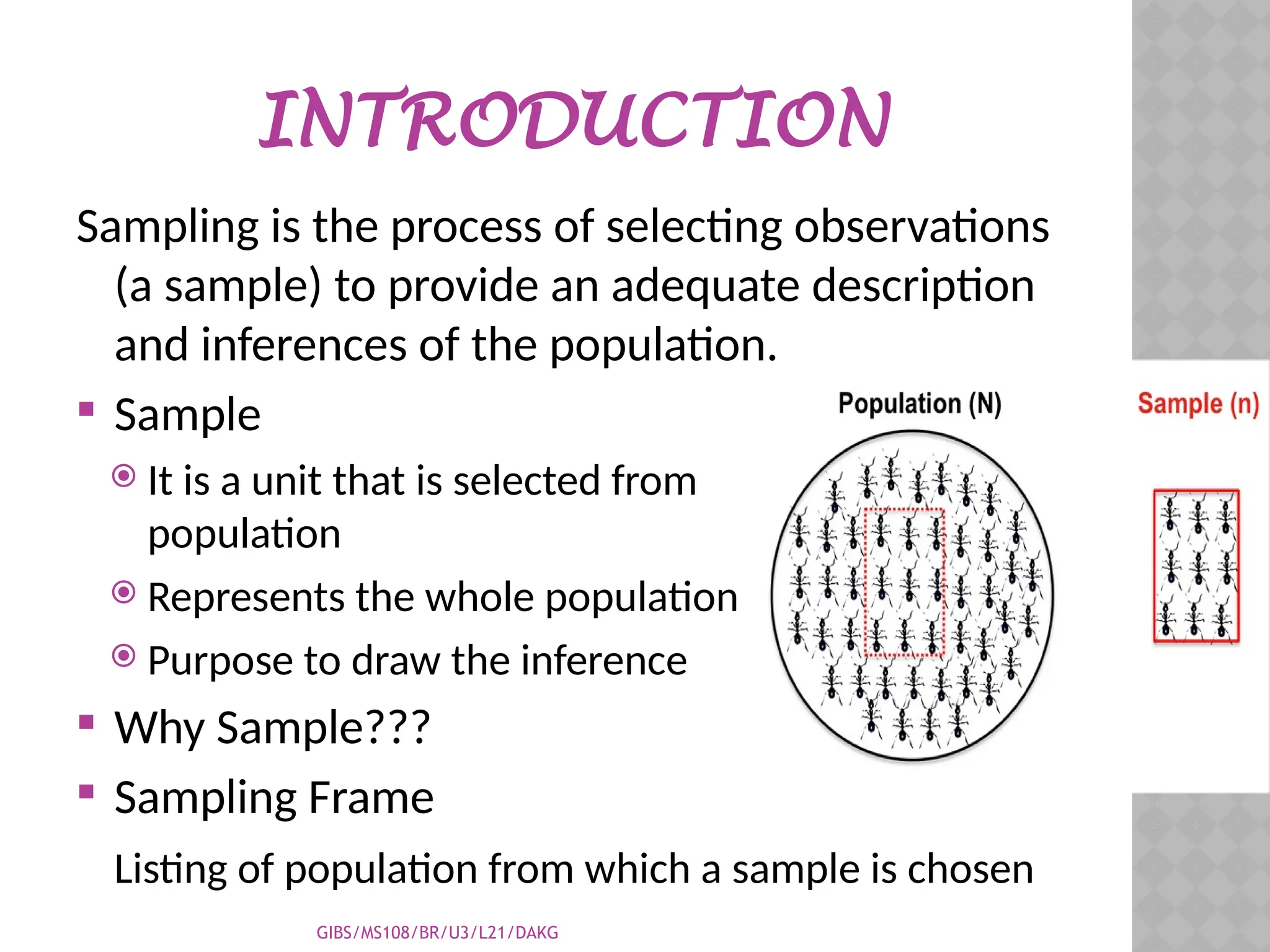 Sampling, technique, procedure -- a detail idea | PPT