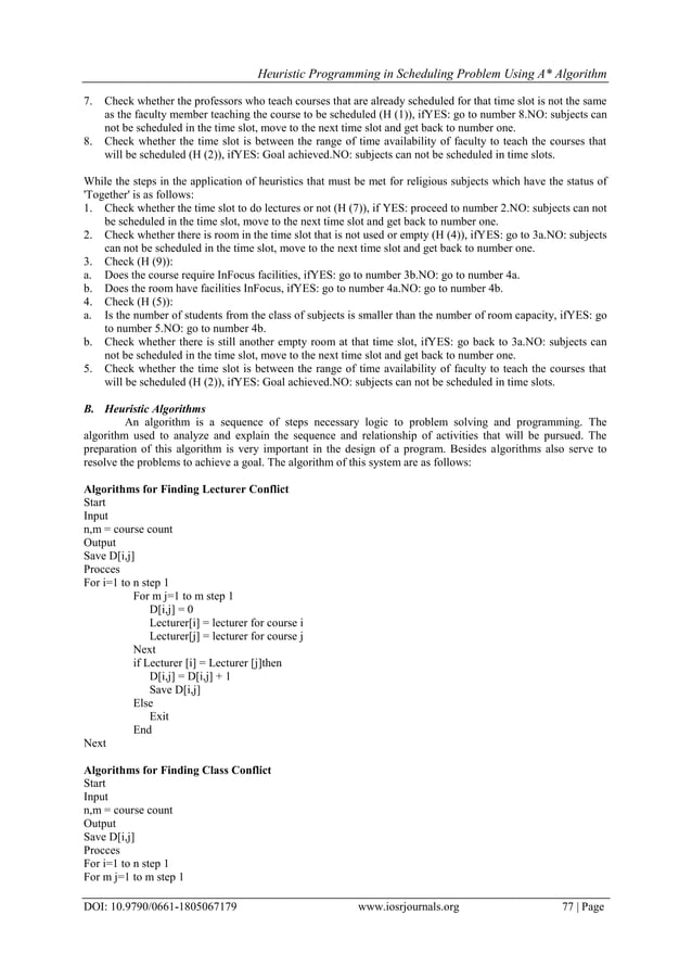Heuristic Programming In Scheduling Problem Using A Algorithm Pdf