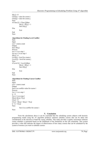 Heuristic Programming in Scheduling Problem Using A* Algorithm | PDF | Genetics | Science