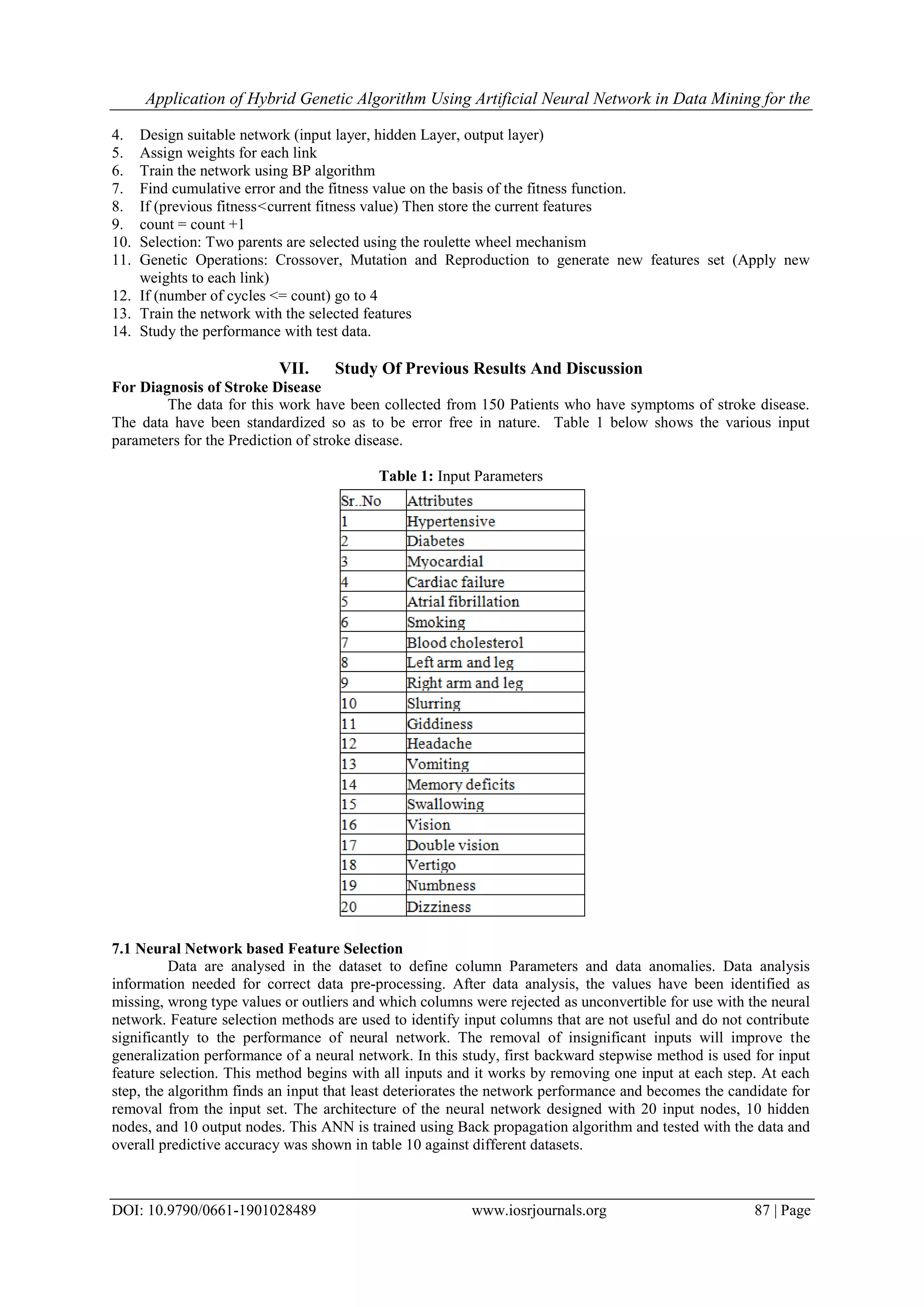 Application Of Hybrid Genetic Algorithm Using Artificial Neural Network In Data Mining For The
