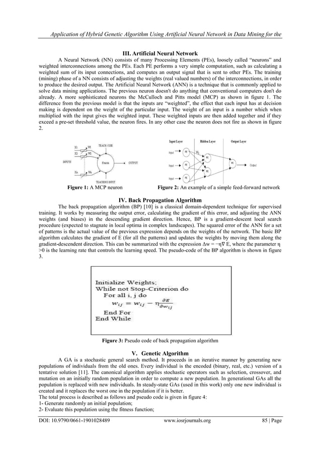 Application Of Hybrid Genetic Algorithm Using Artificial Neural Network In Data Mining For The