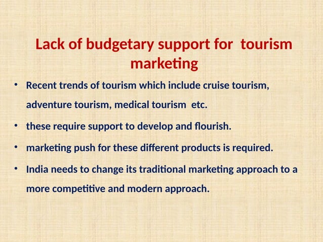 India's tourism sector challenges and problems | PPT