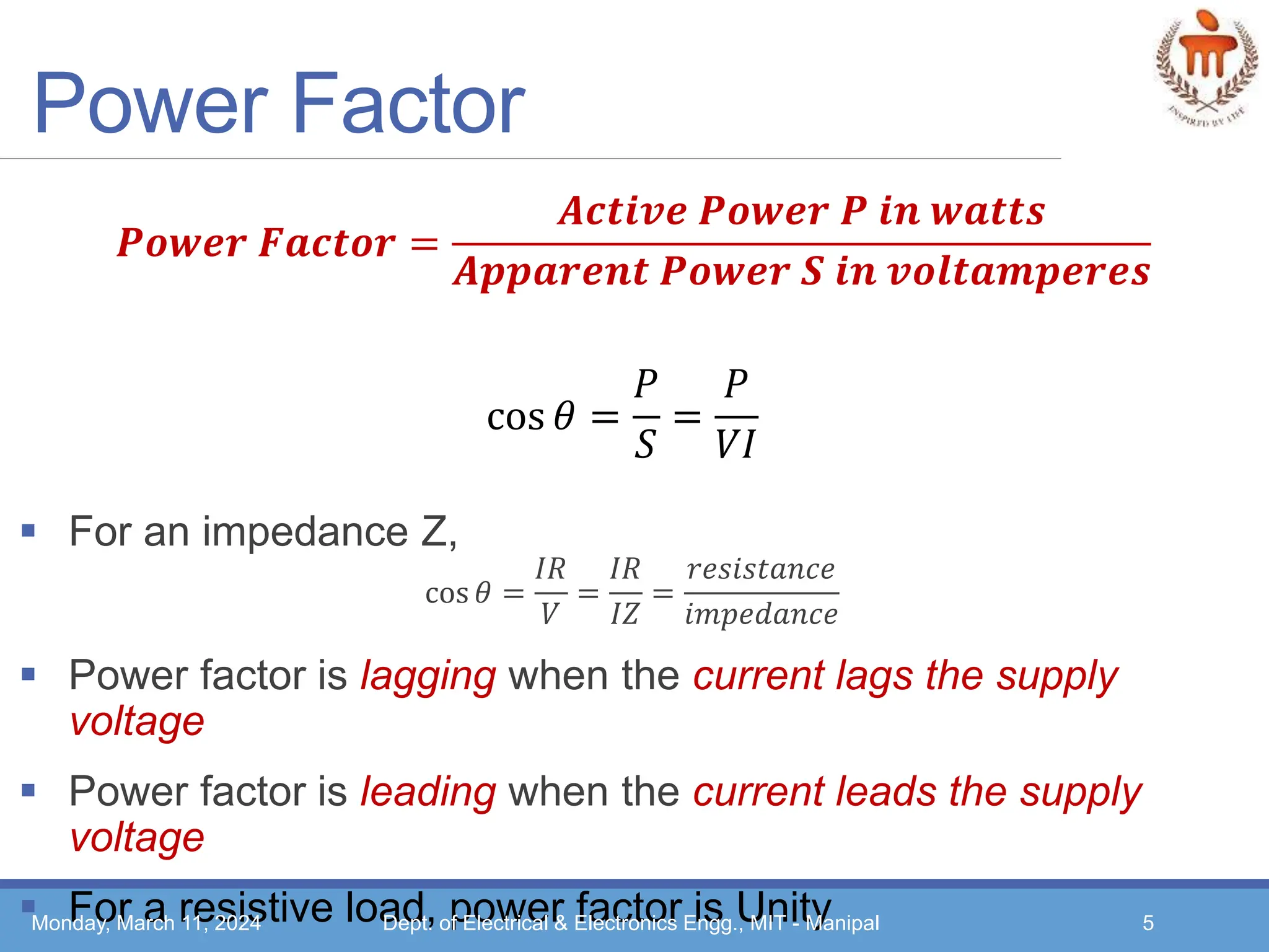 Basic electric theory - Power in AC circuits.pptx
