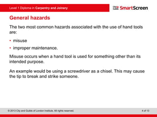 Unit 113: Maintain and use carpentry and joinery hand tools | PPTX