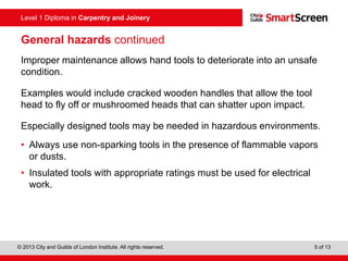 Unit 113: Maintain and use carpentry and joinery hand tools | PPTX