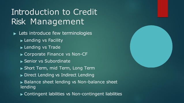 Credit Risk Management lecture notes presentation | PPTX