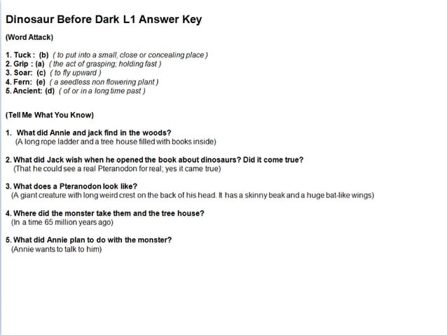 Dinosaurs Before Dark, Lesson 1, Book 5 Magic Tree House | PPTX