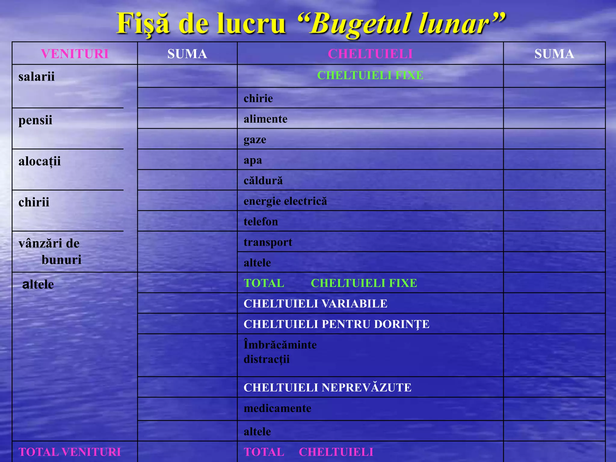Bugetul familiei | PPT