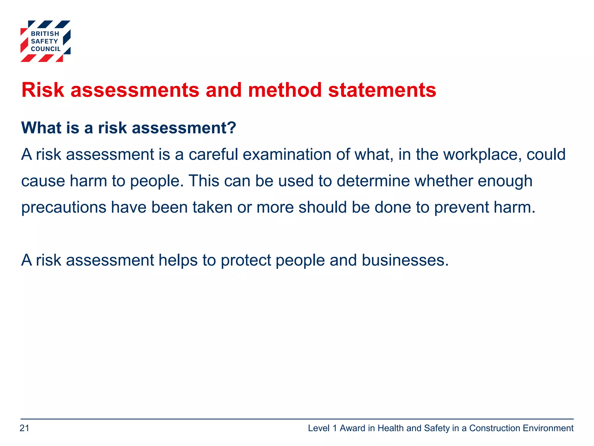 L1 Health & Safety in construction environment powerpoint | PPTX