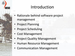 Software Project Management UCSC Sri Lanka | PDF