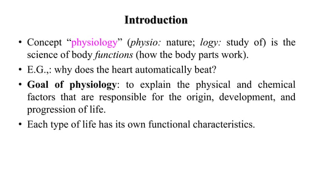 L1 INTRODUCTION TO PHYSIOLOGY & BODY FLUIDS COMPARTMENTS.pptx ...