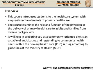 L1 introduction to primary health care course | PPTX
