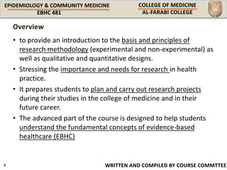 L1 introduction to research Methods & EBM course | PPT