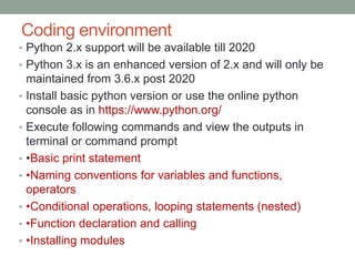 Introduction to python history and platforms | PPTX