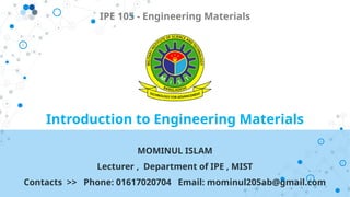 Introduction to Engineering Materials | PPTX