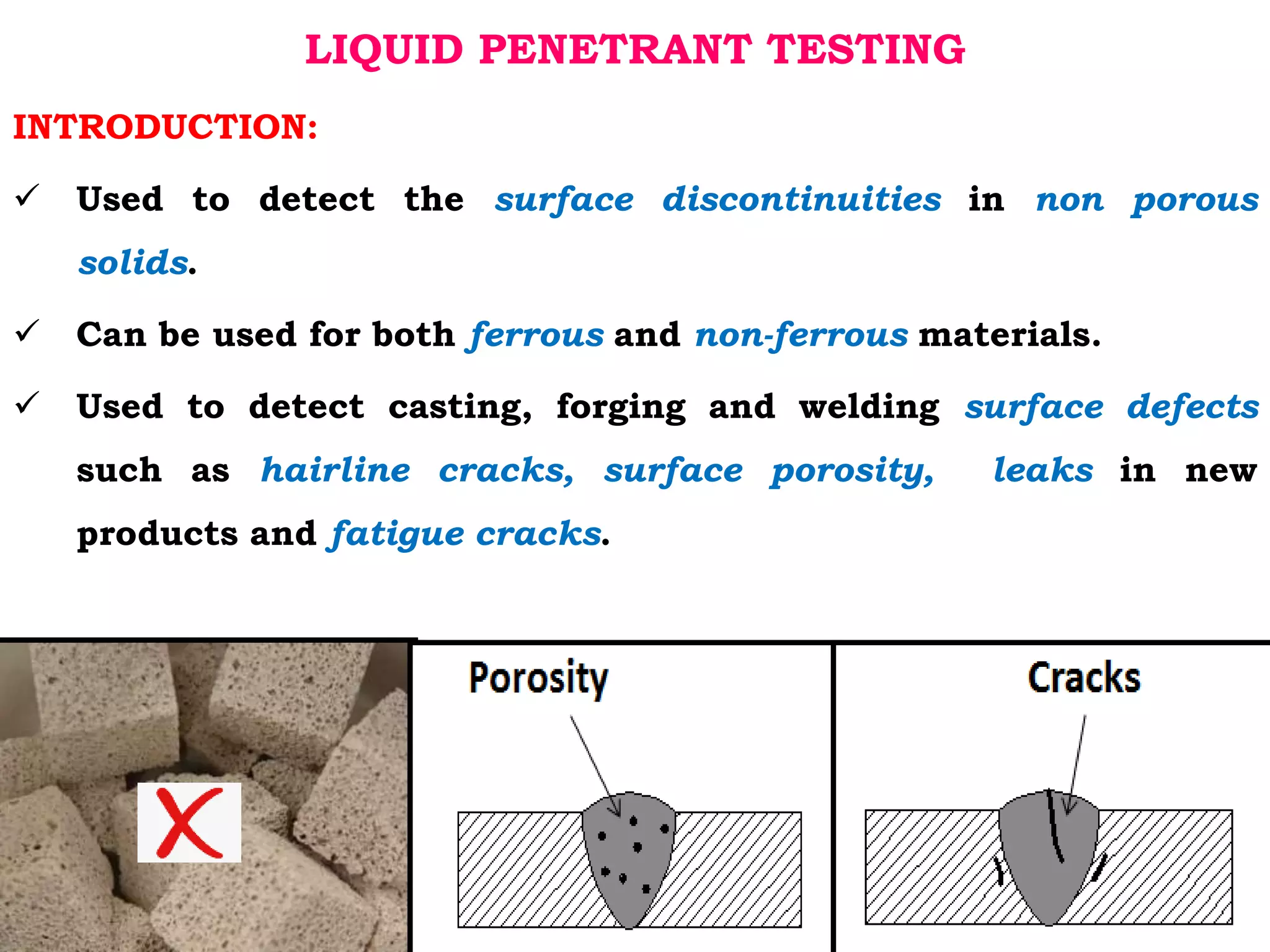 L1 ndt versus mechanical testing & overview of liquid penetrant test | PPTX