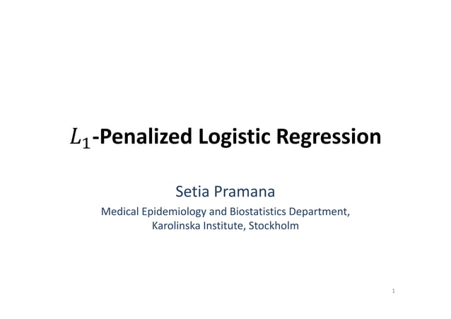 Classification using L1-Penalized Logistic Regression | PDF