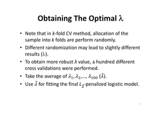 Classification using L1-Penalized Logistic Regression | PDF