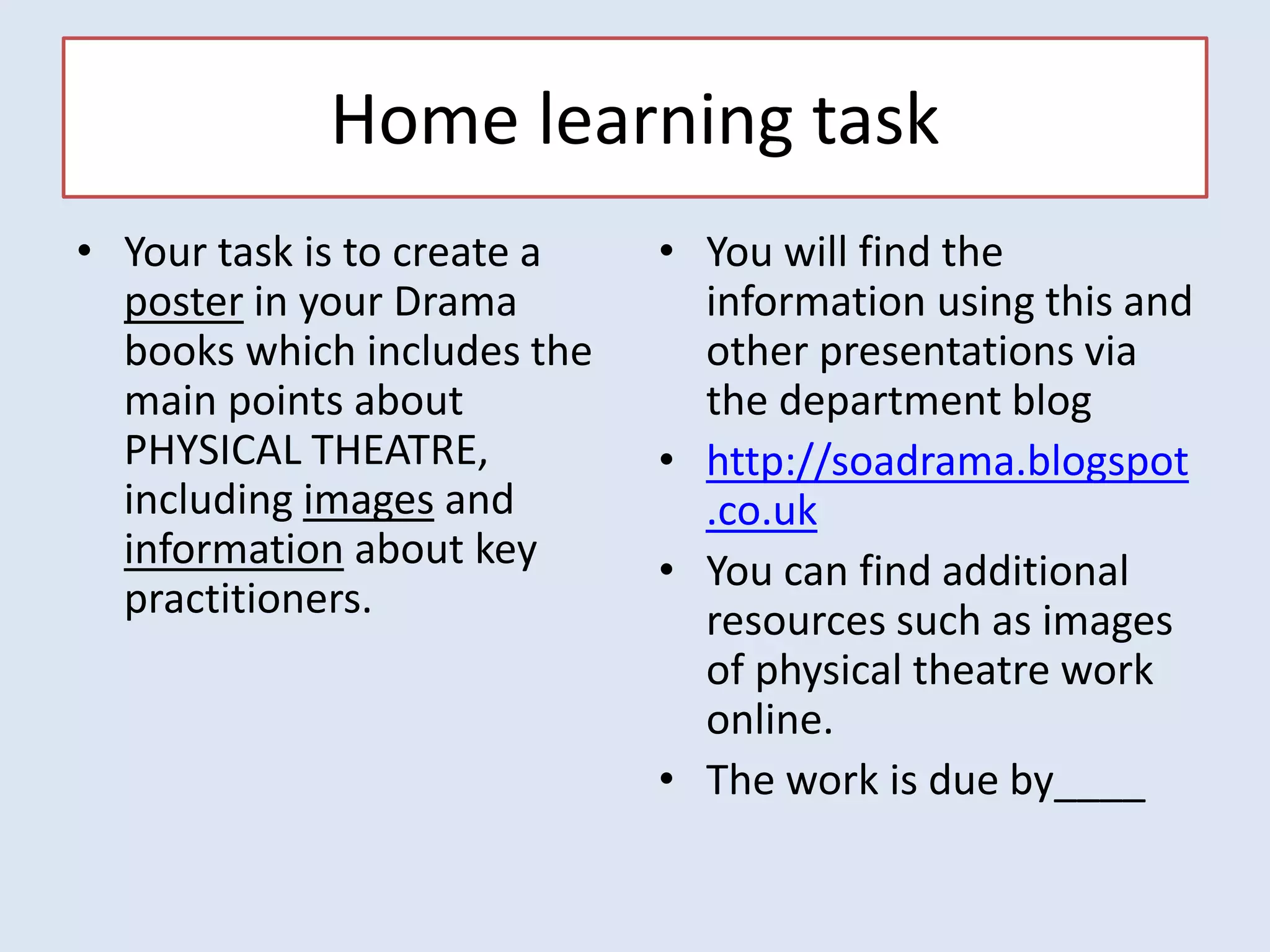 L1 Physical Theatre: Skills | PPTX