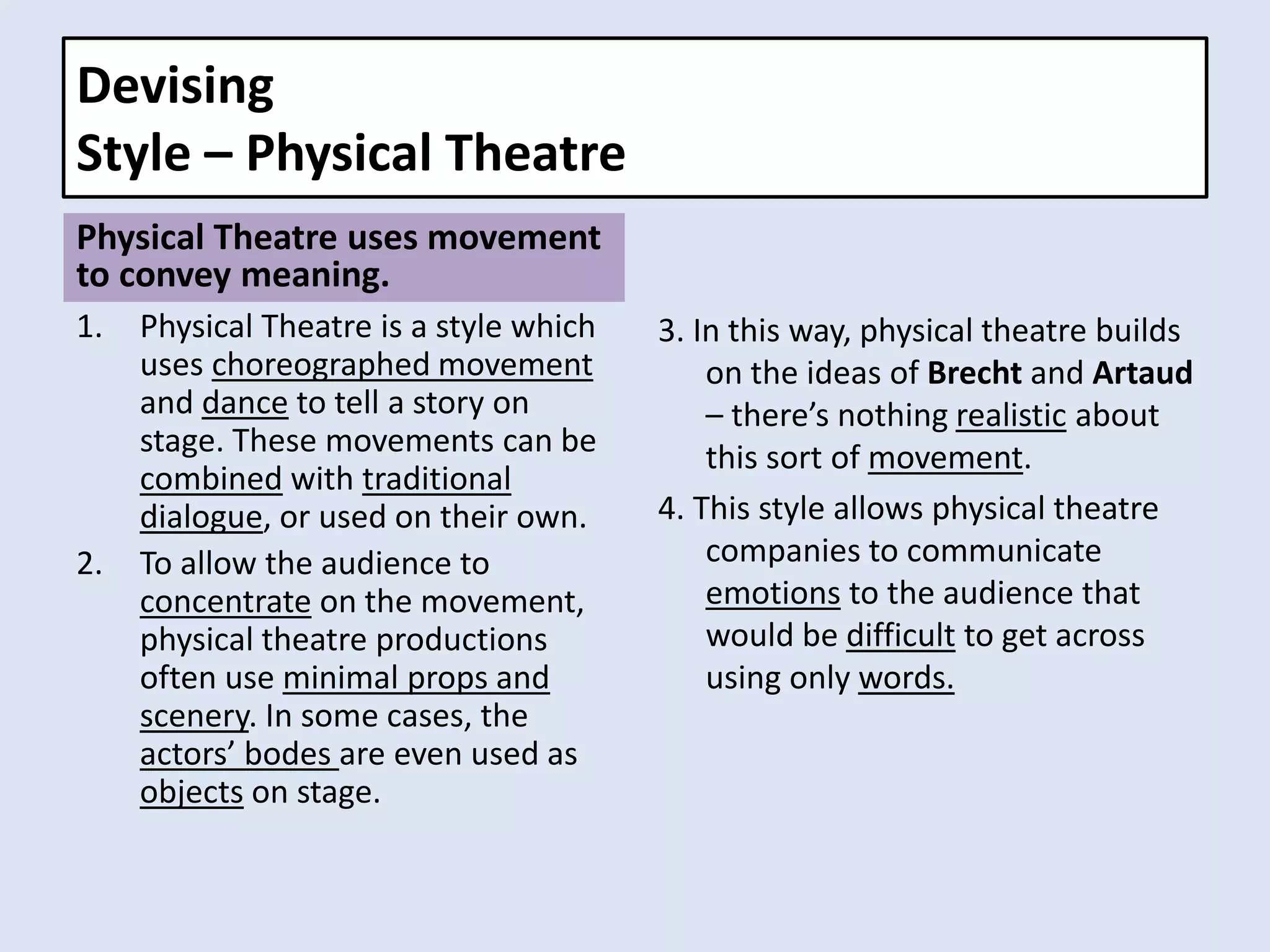 L1 Physical Theatre: Skills | PPTX