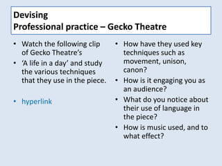 L1 Physical Theatre: Skills | PPTX | Theater Venues | Attractions