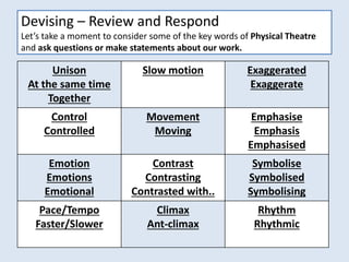 L1 Physical Theatre: Skills | PPTX | Theater Venues | Attractions