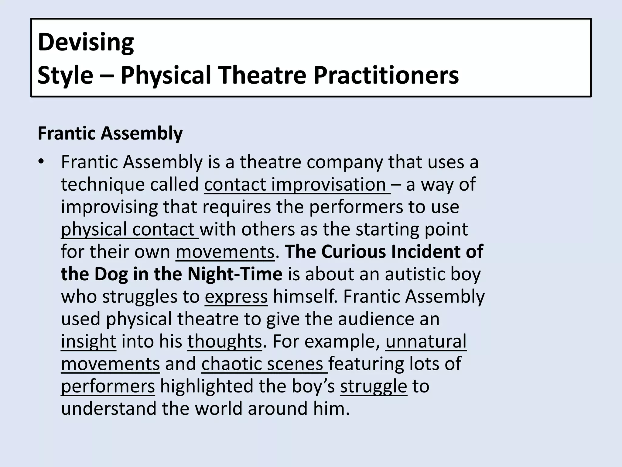 L1 Devising - Physical Theatre skills workshop 1 | PPTX
