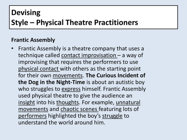 L1 Devising - Physical Theatre skills workshop 1 | PPTX | Theater ...